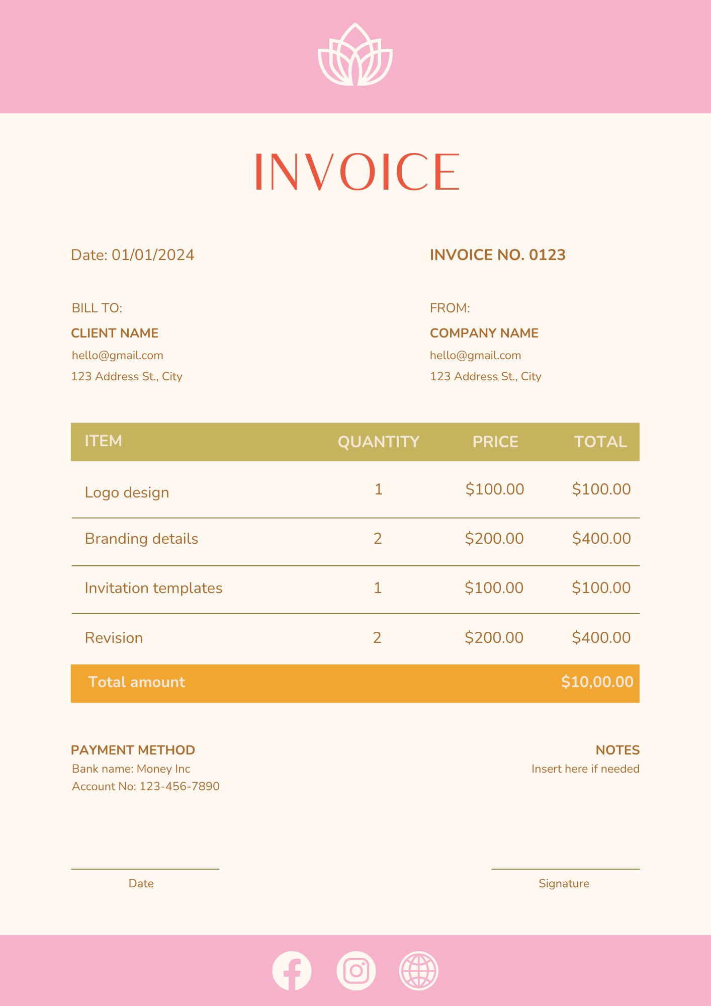 Invoice Template Editable, Invoice Bundle, Invoice Form, Minimalistic ...