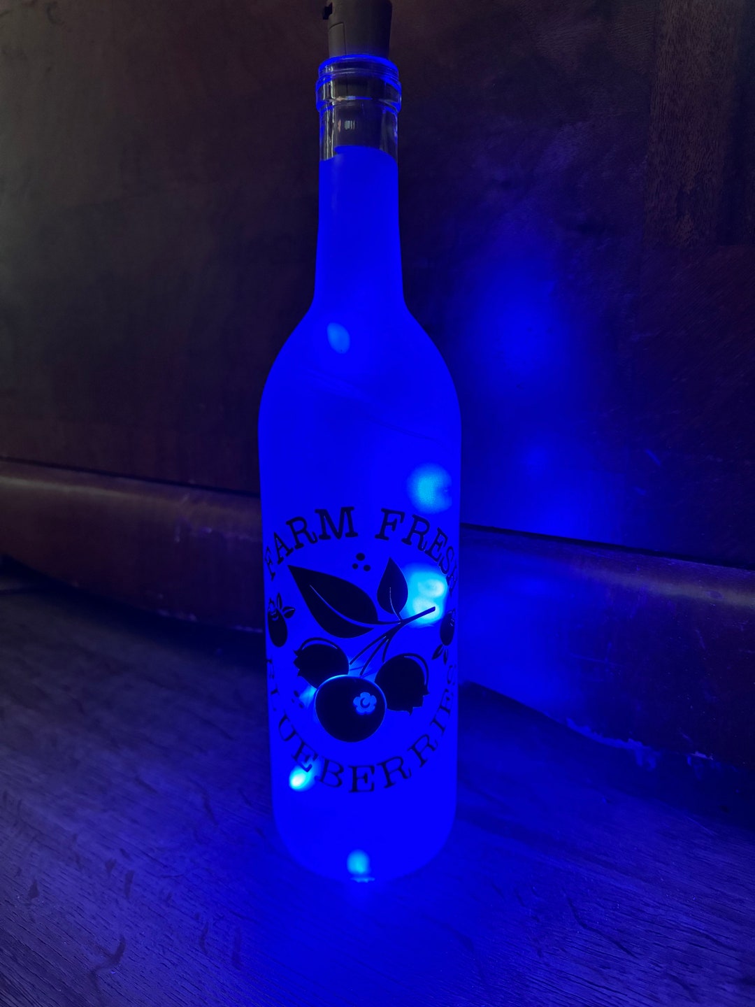 Light up Wine Bottle Farm Fresh Blueberries - Etsy