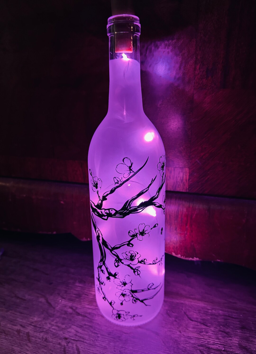 Light up Wine Bottle Cherry Blossoms - Etsy