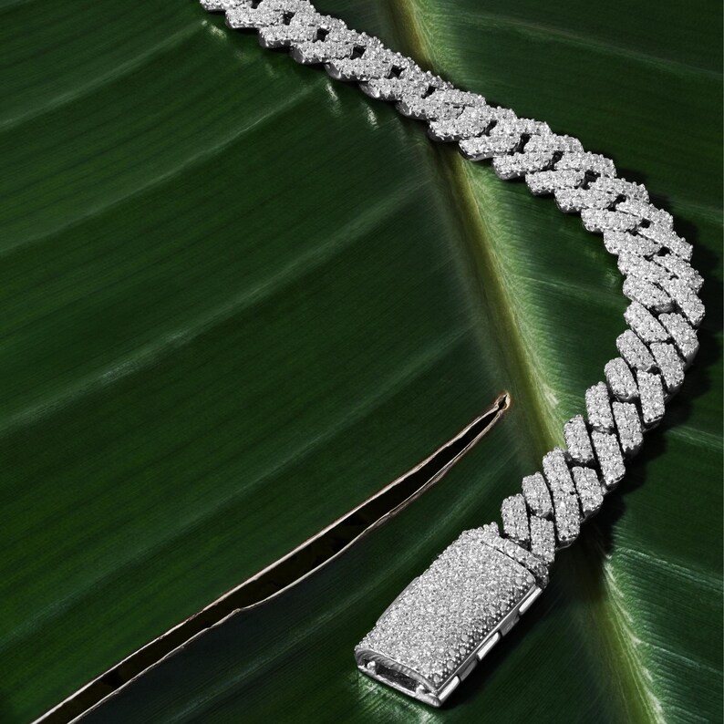 8mm Moissanite Cuban Link Chain: Iced Out Hip Hop Jewelry - Etsy UK