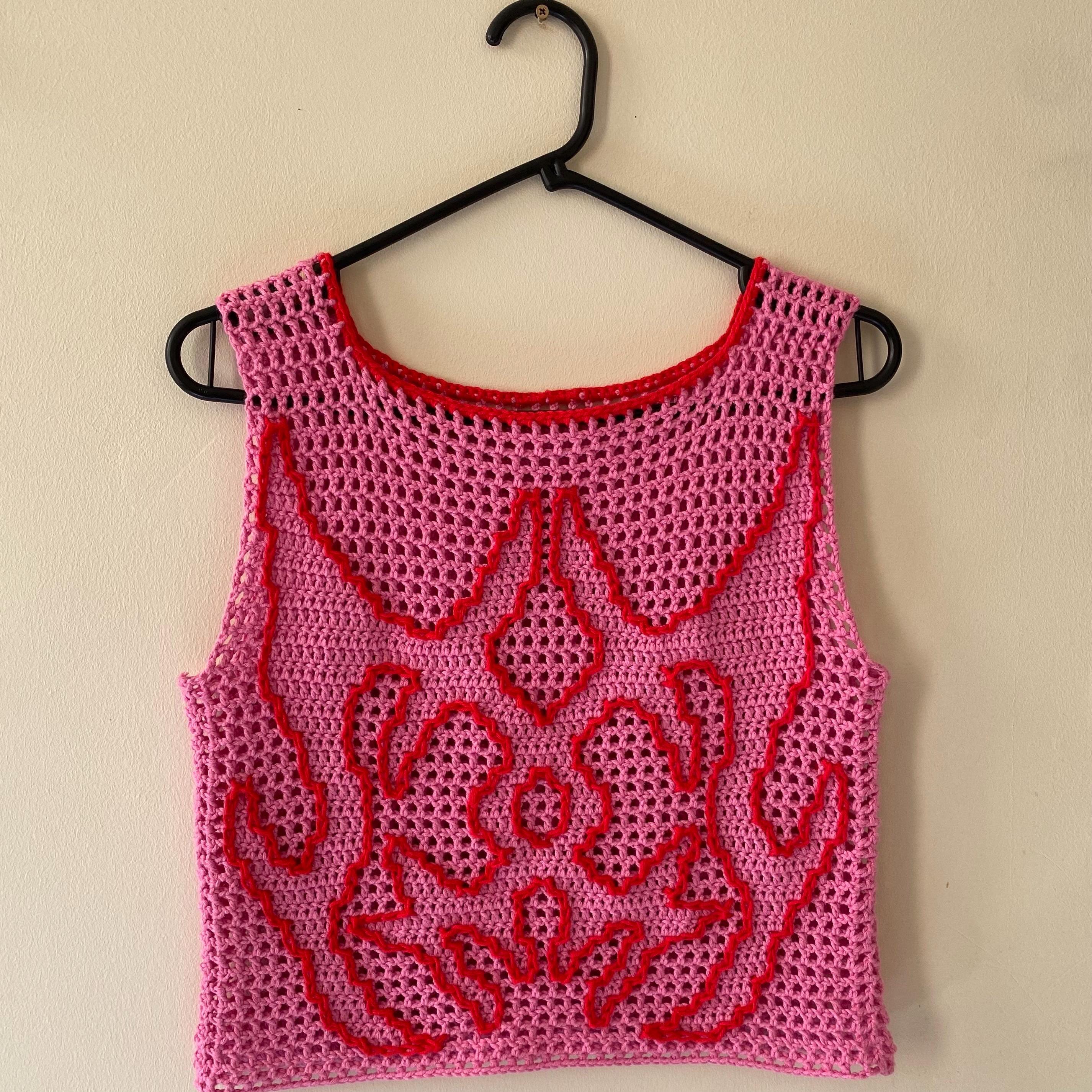 The “Y2K” Graphic Mesh Crochet Vest Pattern (PDF) - Etsy