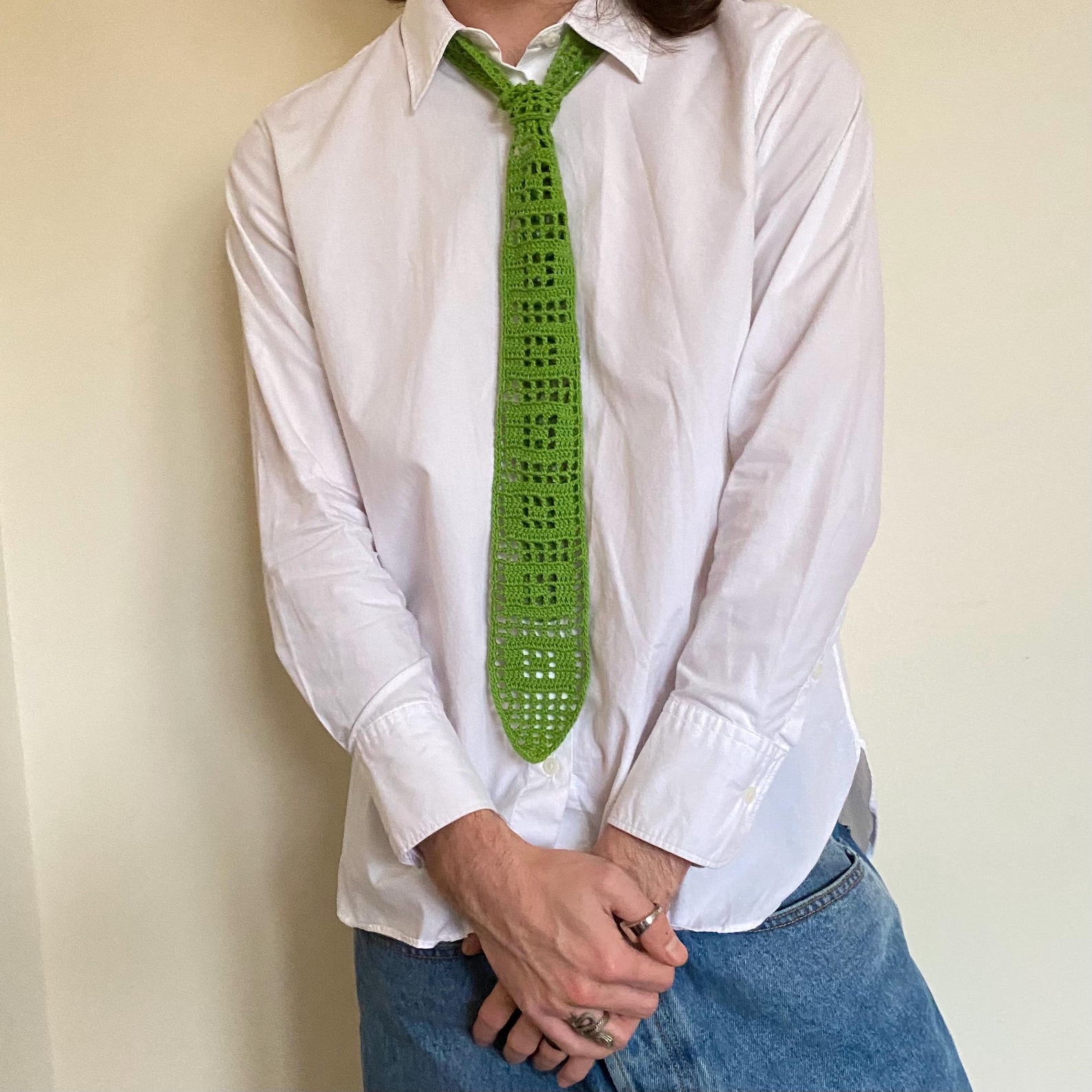 Retro Filet Crochet Tie Pattern (PDF) - Etsy