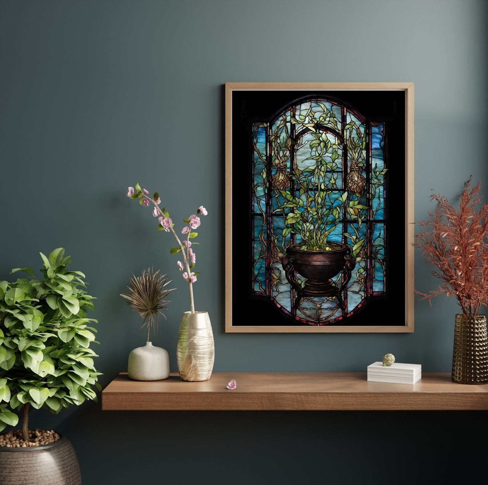 Art Print - Divine Cauldron - Dark Botanical Witch Goth Stained Glass ...