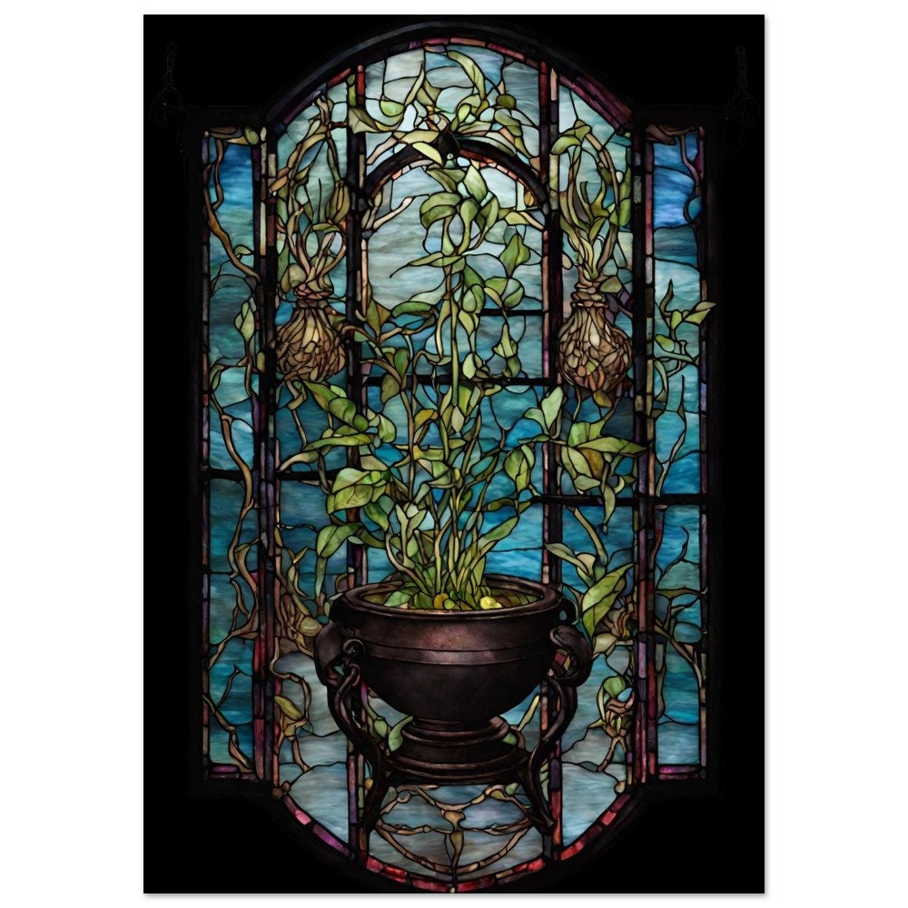 Art Print Divine Cauldron Dark Botanical Witch Goth Stained Glass ...