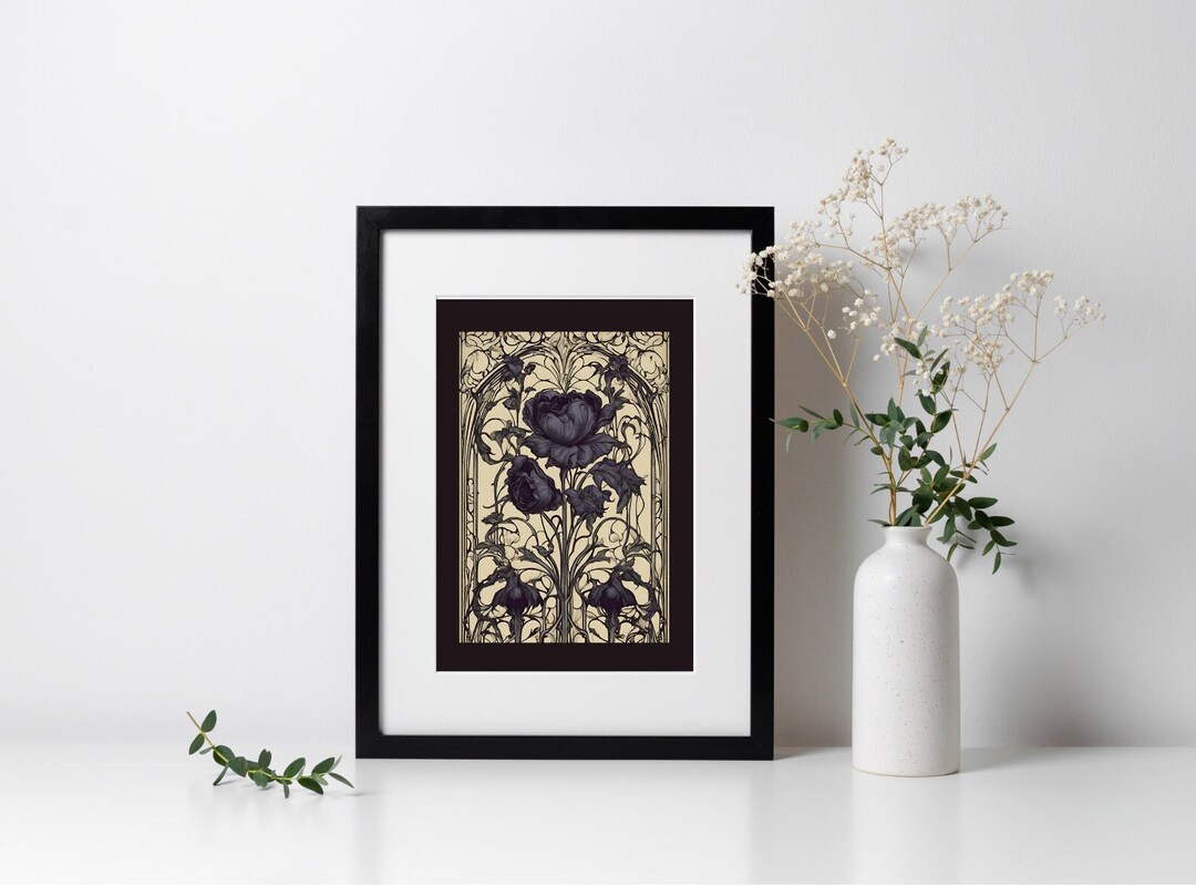 Art Print - Gothic Botanicals 7 - Dark Floral Blossom Goth Gift Wall ...
