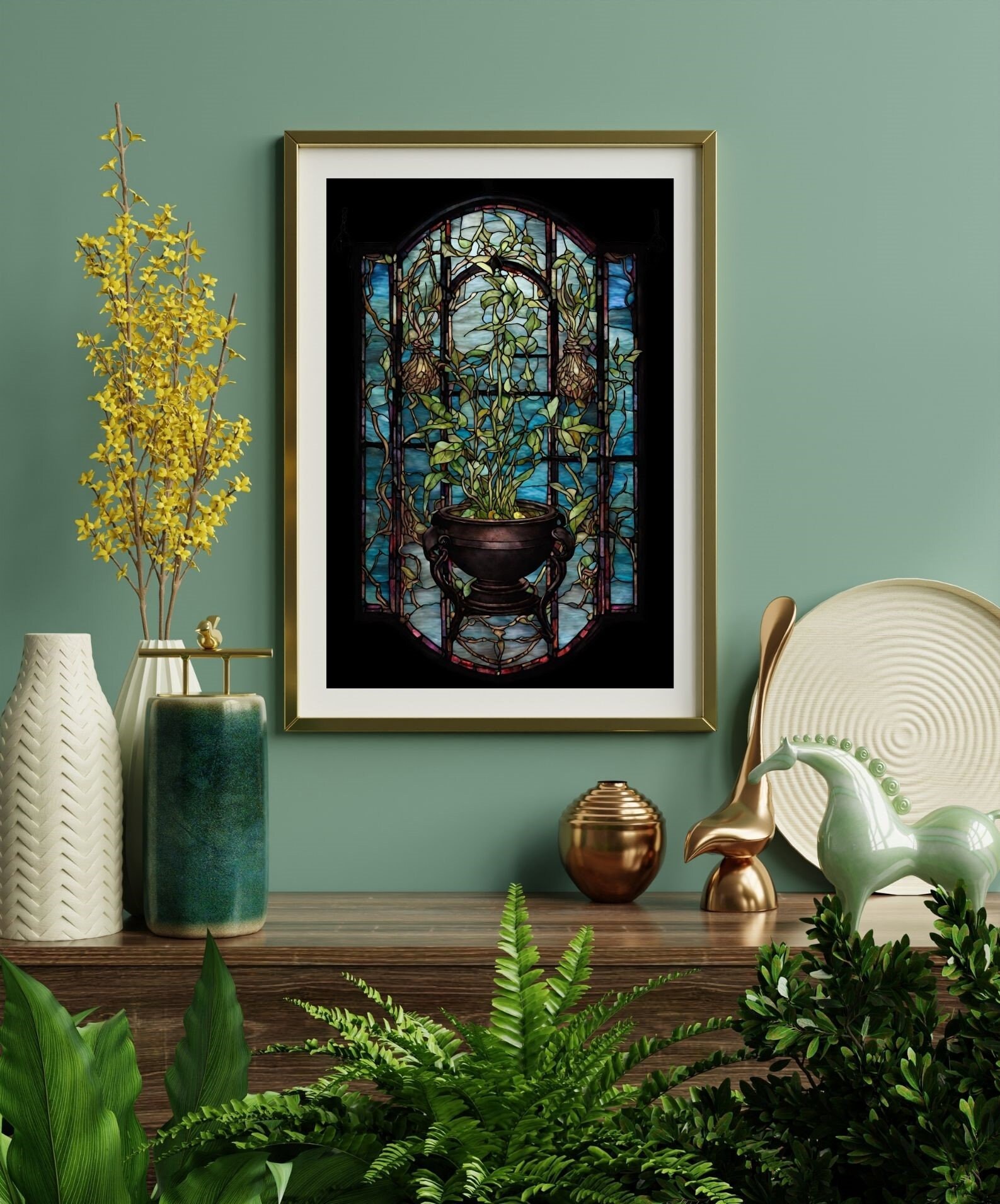Art Print - Divine Cauldron - Dark Botanical Witch Goth Stained Glass ...