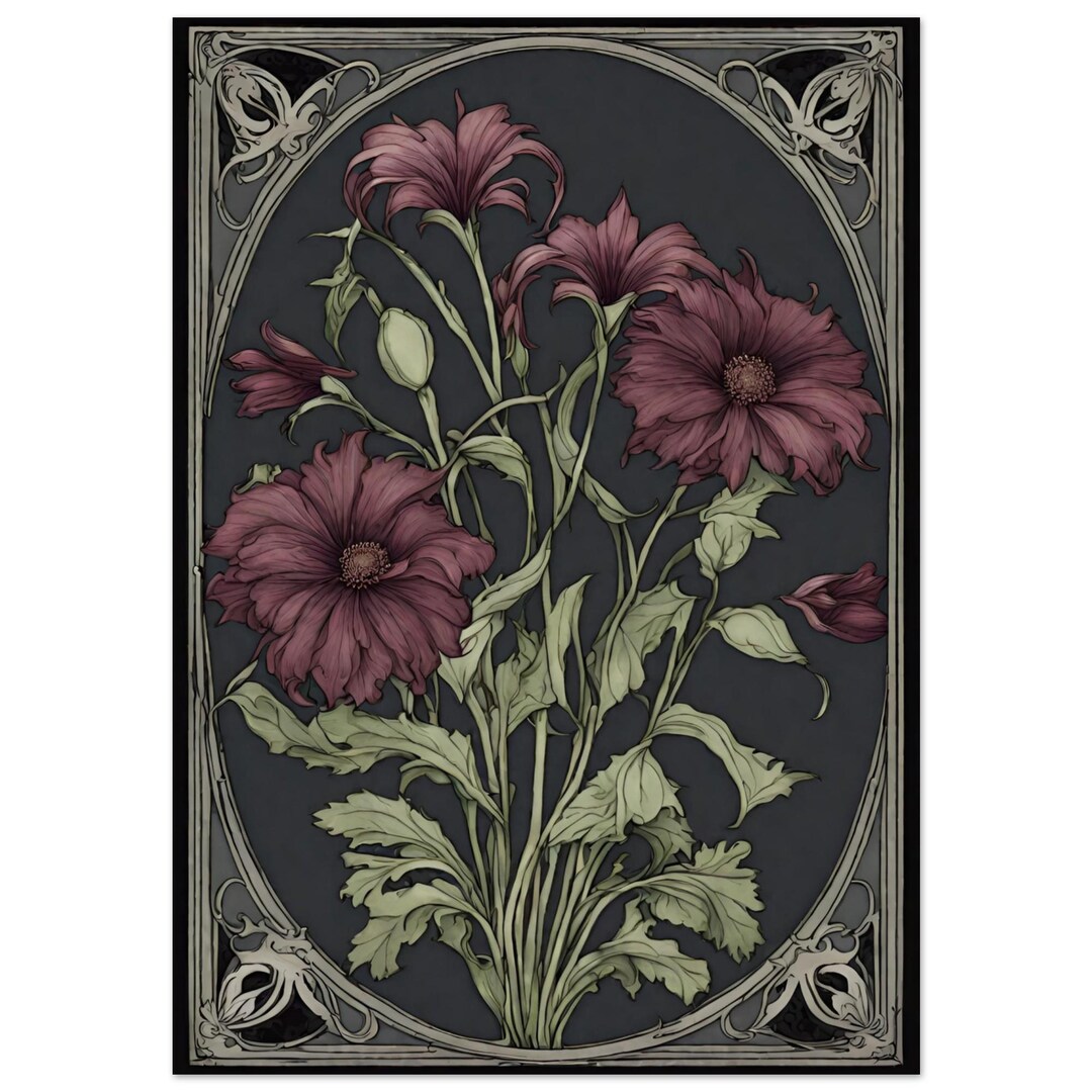 Art Print - Gothic Botanicals 12 | Dark Light Floral Blossom Witchy ...