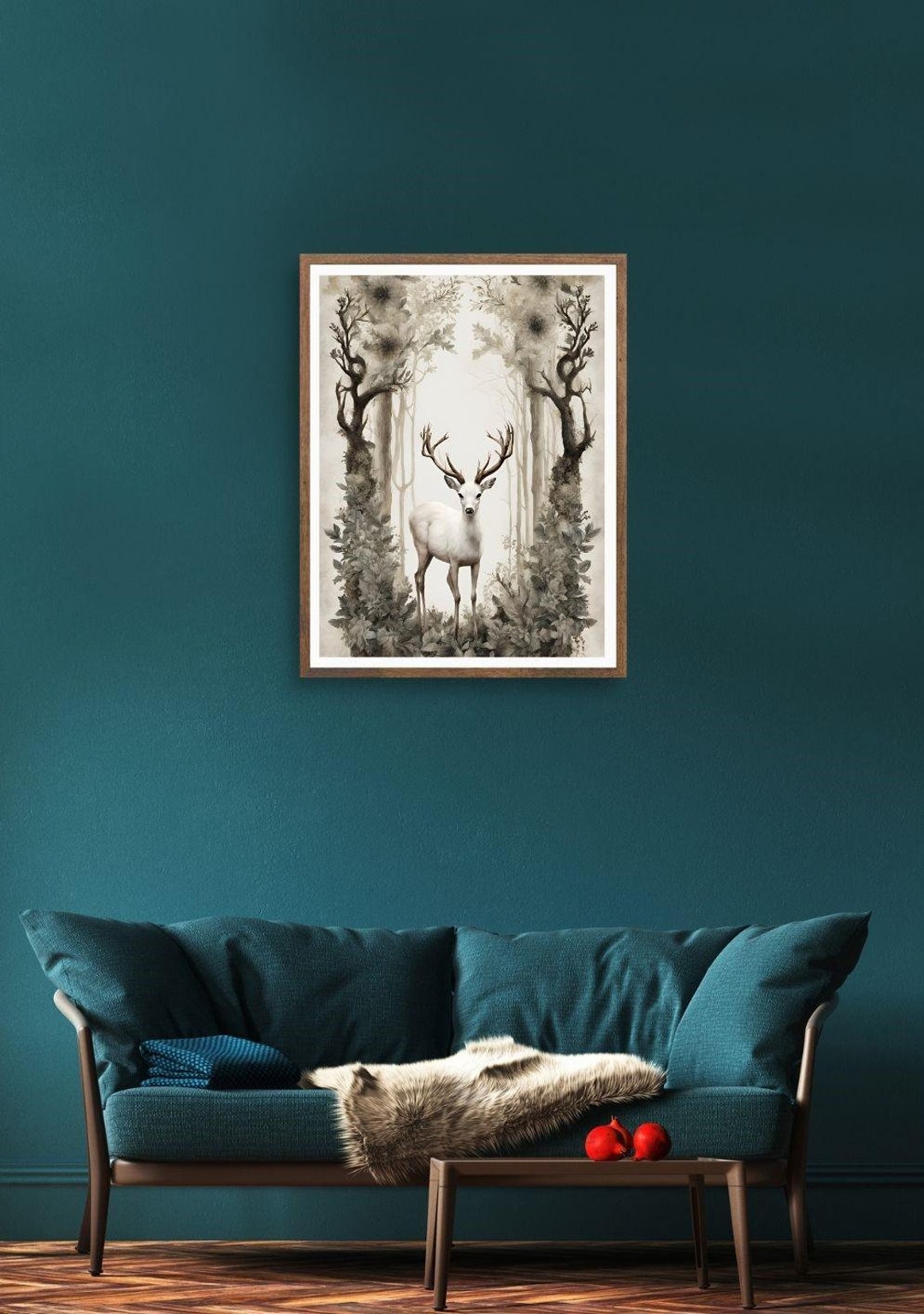 Art Print - White Hart I | Stag Deer Forest Dark Light Academia ...