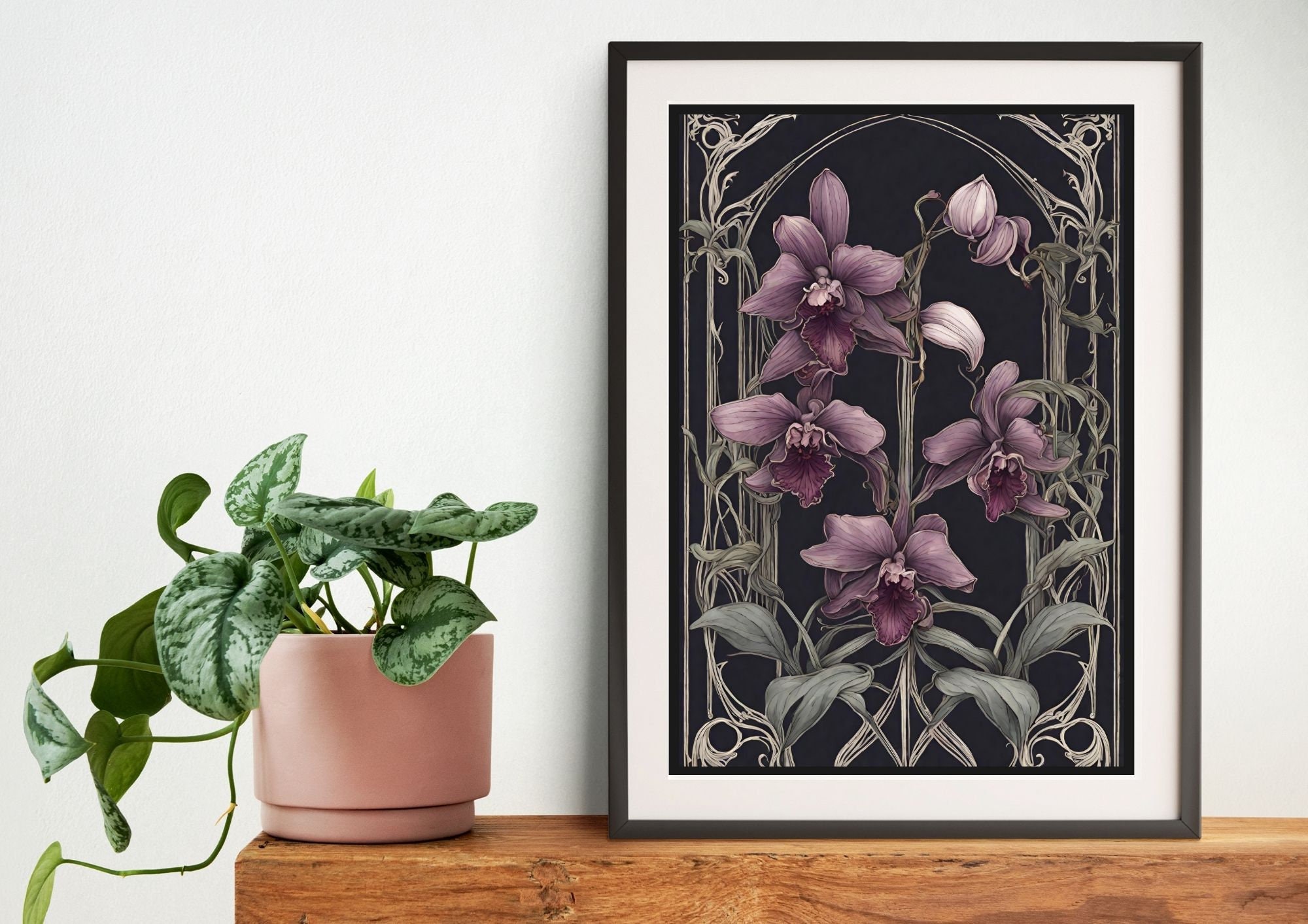 Art Print - Gothic Orchids 1 | Dark Light Floral Botanical Orchid ...