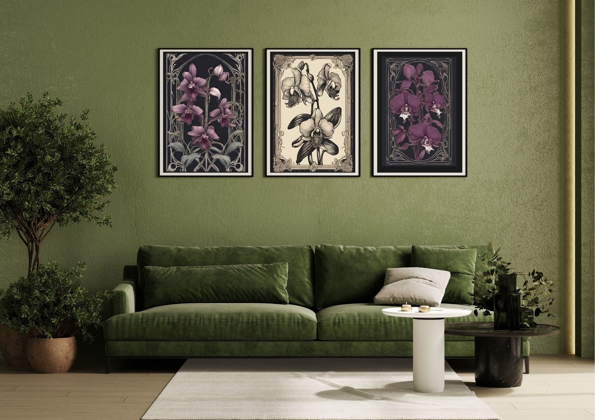 Art Print Gothic Orchids 1 Dark Light Floral Botanical Orchid Witchy ...