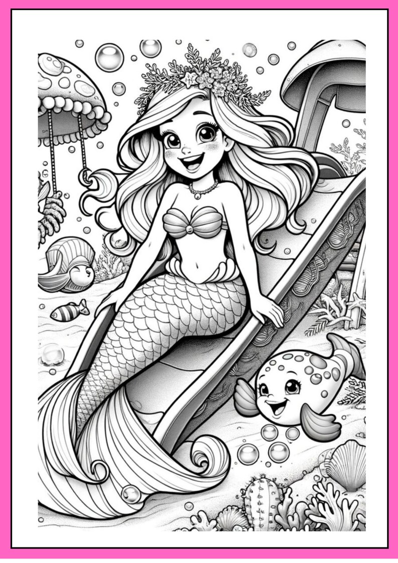 52 Mermaid Coloring Pages, Kids Coloring Sheets, Printable Mermaid ...