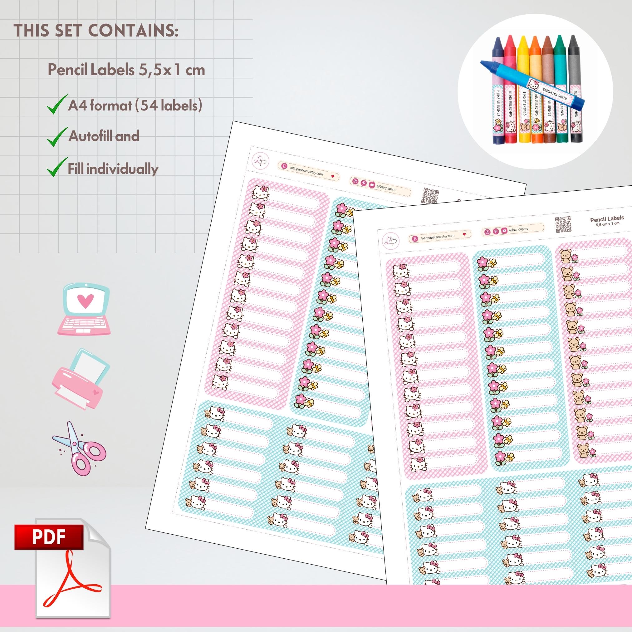 School Labels | Editable Name Labels for Pencils and Supplies| PDF ...