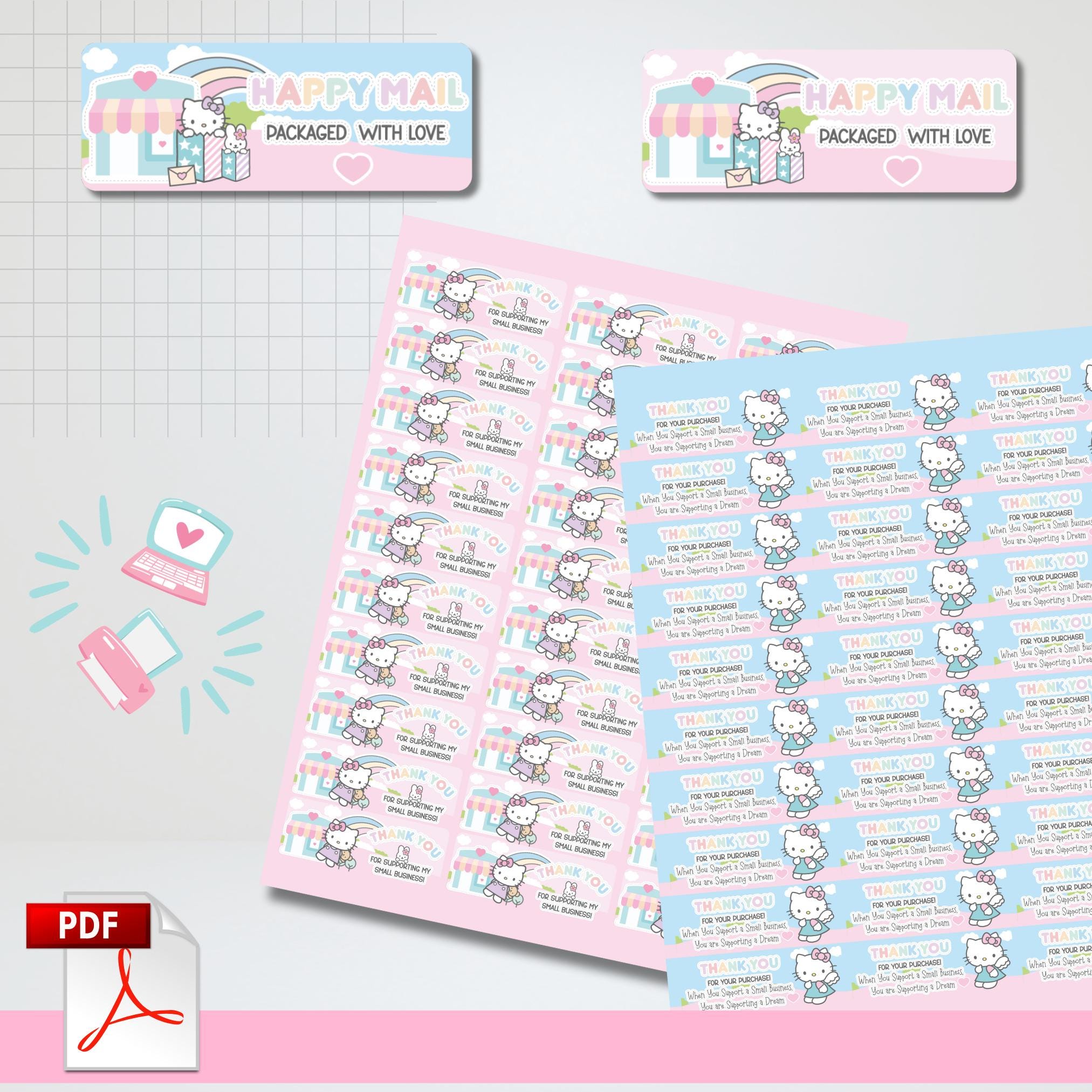 Kawaii Labels Avery 5160 | Kitty |pastel & Rainbow Labels PINK ...