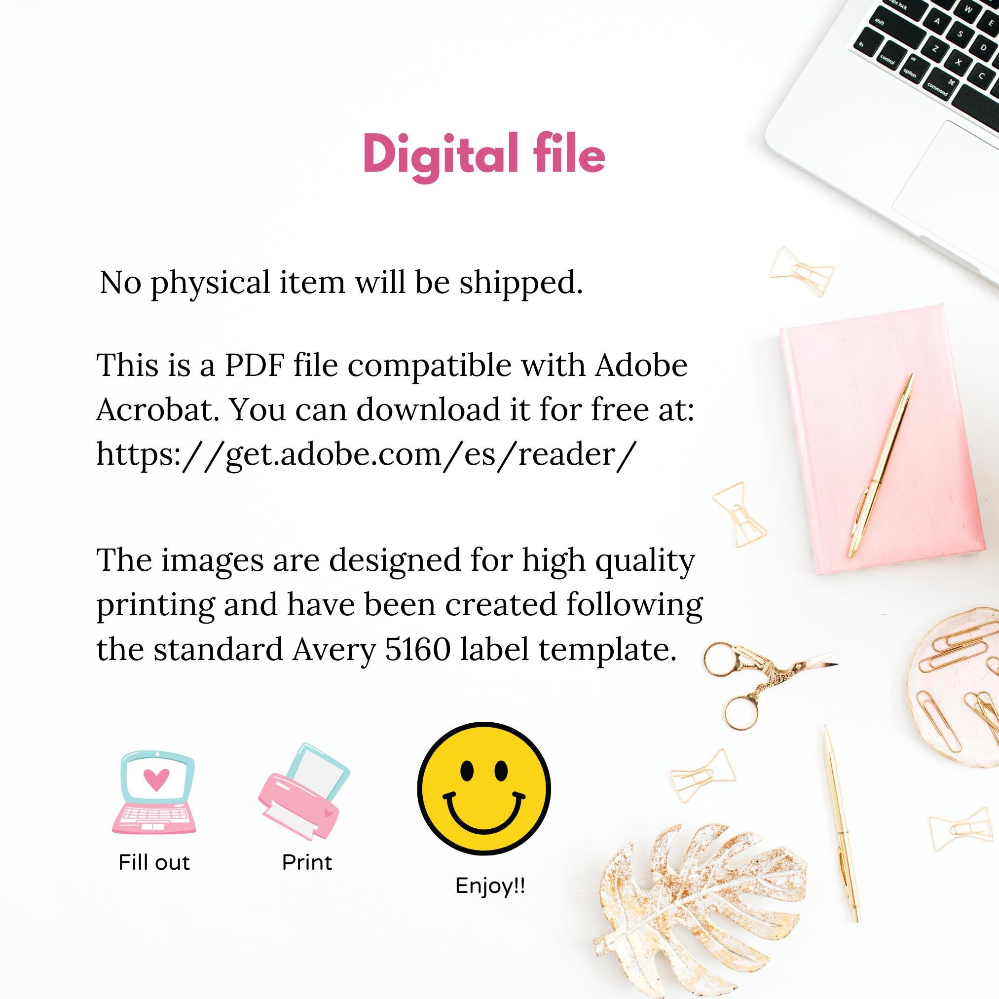 Kawaii Labels Avery 5160 | Kitty |pastel & Rainbow Labels PINK ...