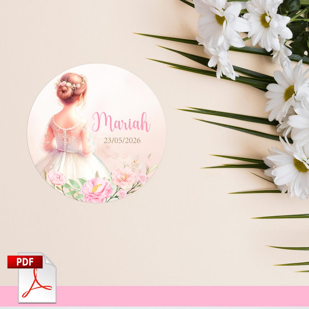 Digital First Communion Labels | Editable Template | Fits Avery 22807 ...