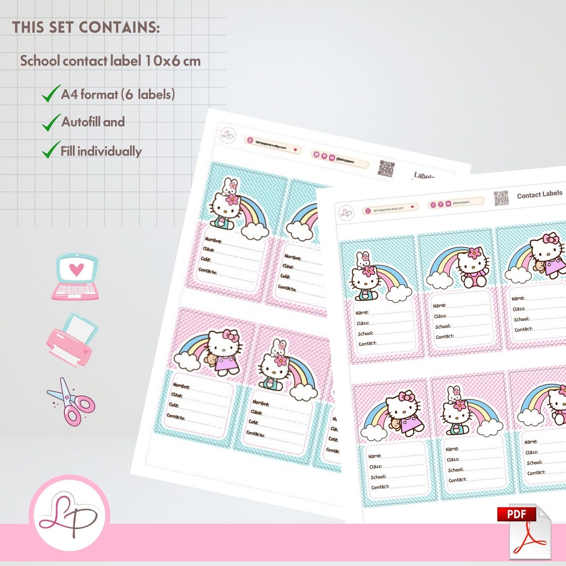 School Labels | Editable Name Labels for Pencils and Supplies| PDF ...