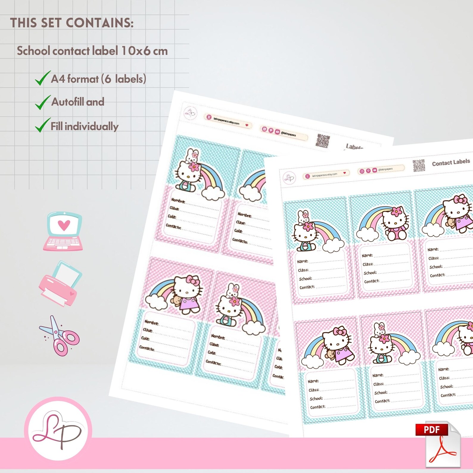 School Labels | Editable Name Labels for Pencils and Supplies| PDF ...