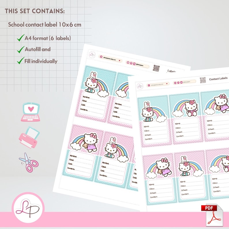 School Labels | Editable Name Labels for Pencils and Supplies| PDF ...