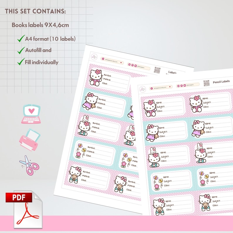 School Labels | Editable Name Labels for Pencils and Supplies| PDF ...