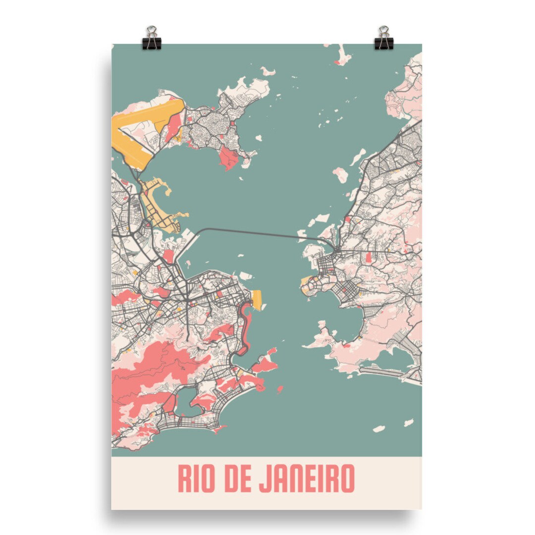 Rio De Janeiro City Map Chalk City Map Poster - Etsy