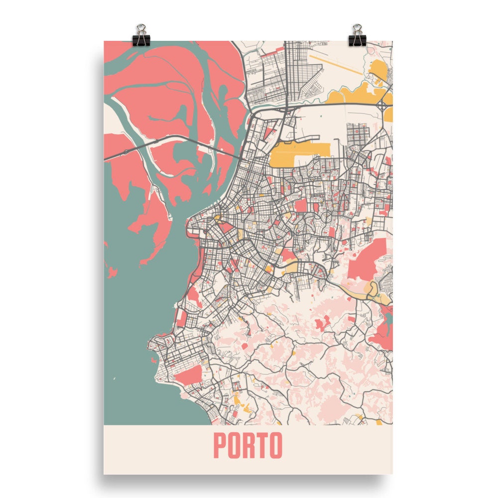 Porto City Map Chalk City Map Poster - Etsy