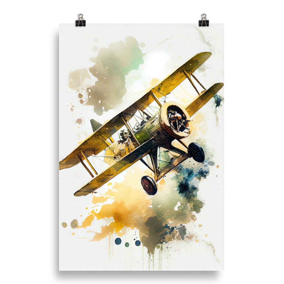 A Classic Biplane in Flight Original Digital Art Poster Print - Etsy