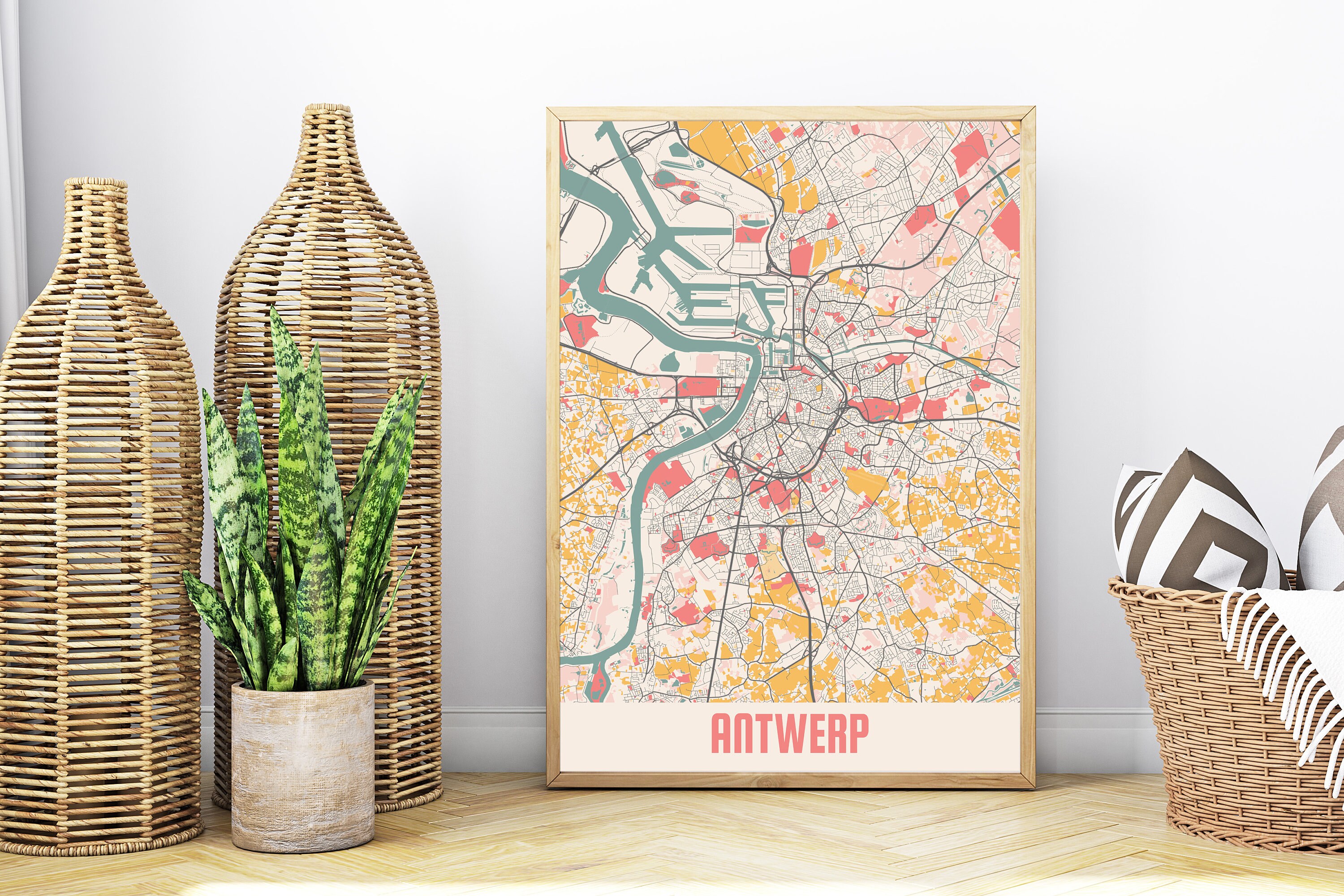 Antwerp City Map Chalk City Map Poster - Etsy