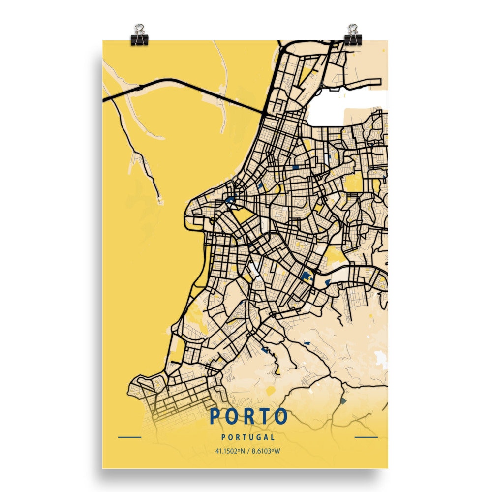 Porto City Map Yellow City Map Poster - Etsy
