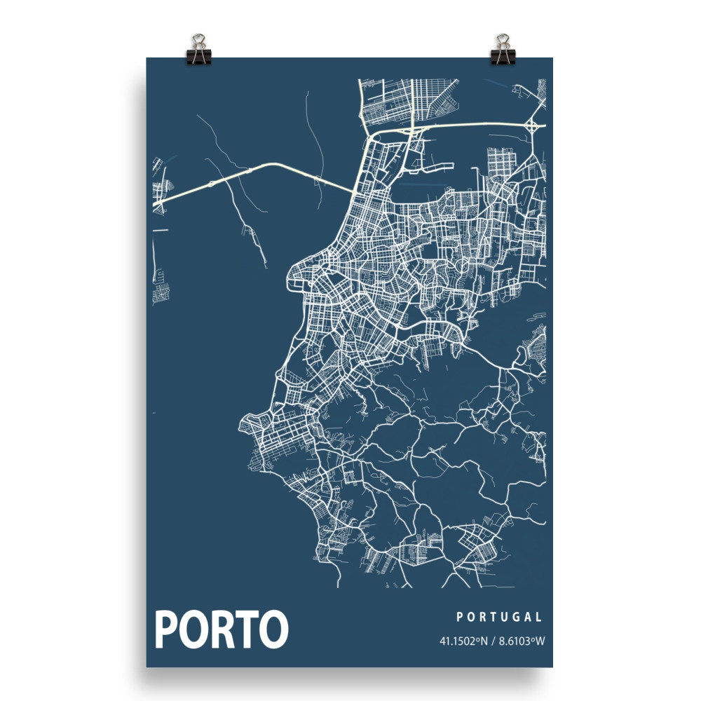 Porto City Map Blueprint City Map Poster - Etsy