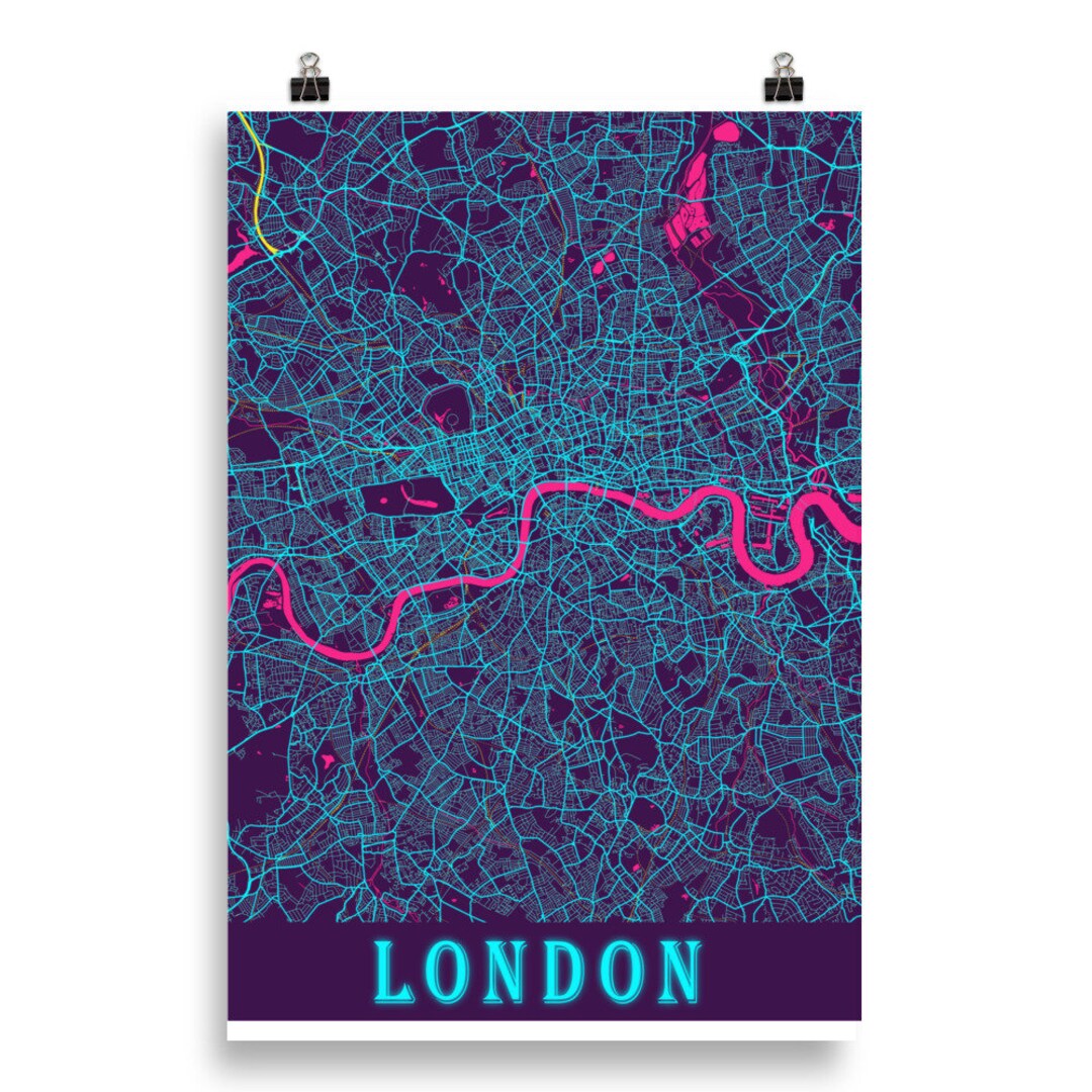London City Map Neon City Map Poster - Etsy Canada