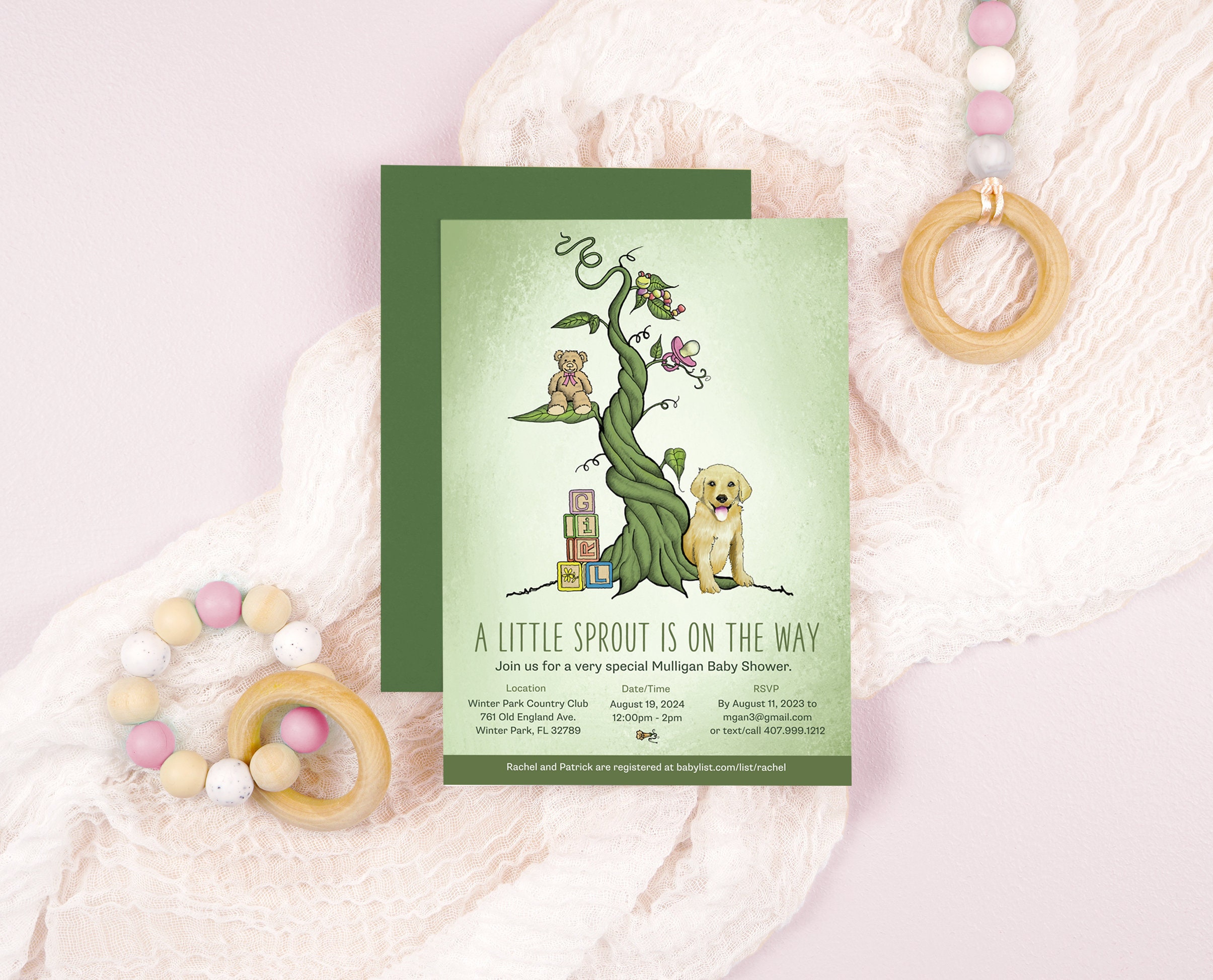 A Little Sprout is on the Way Baby Shower Invitation | Golden Retriever ...