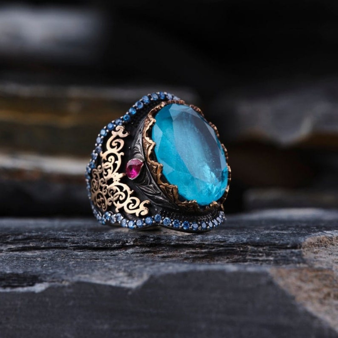 Unique Handmade Ring, Blue Paraiba 925 Silver Ring, Tourmaline Gemstone ...