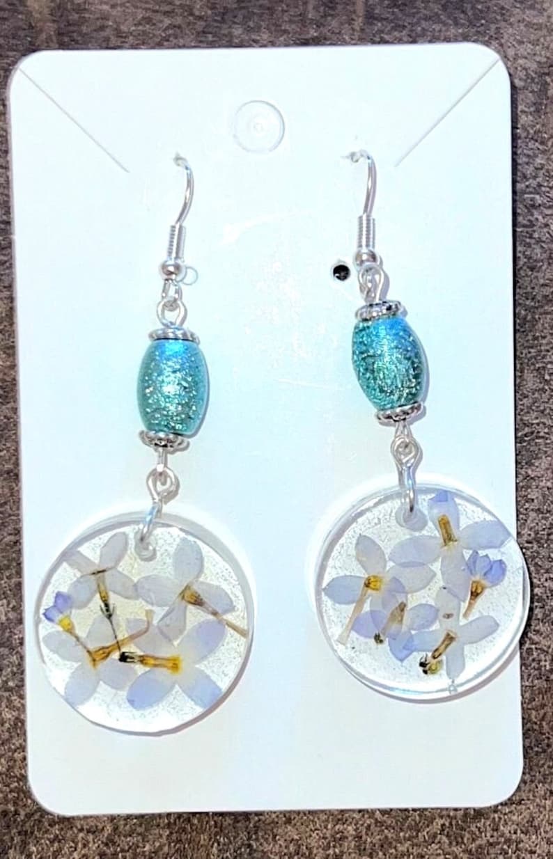 Errings Resin With Pressed Flowers - Etsy