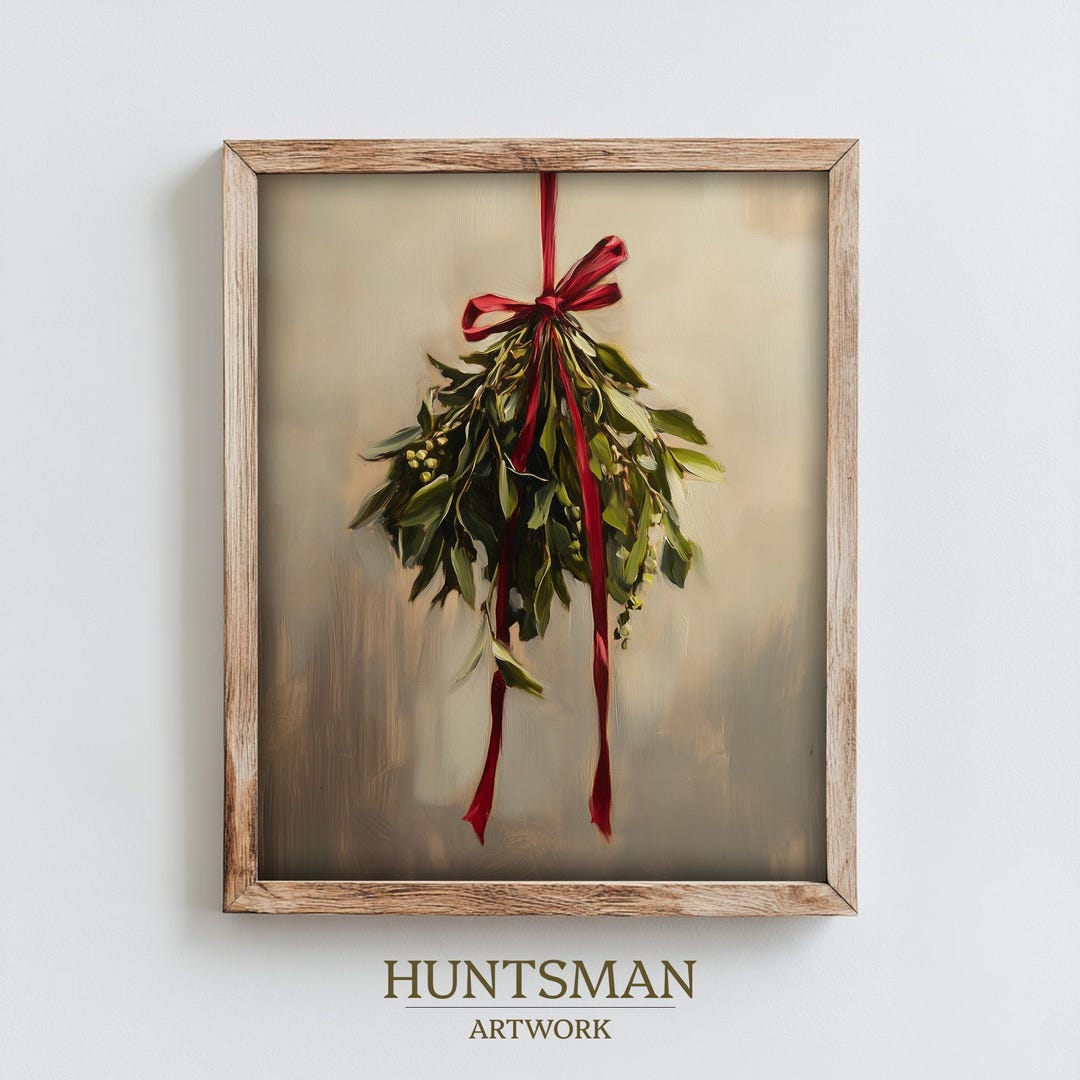 Christmas Farmhouse Mistletoe Printable Wall Art, Festive Holiday Decor ...