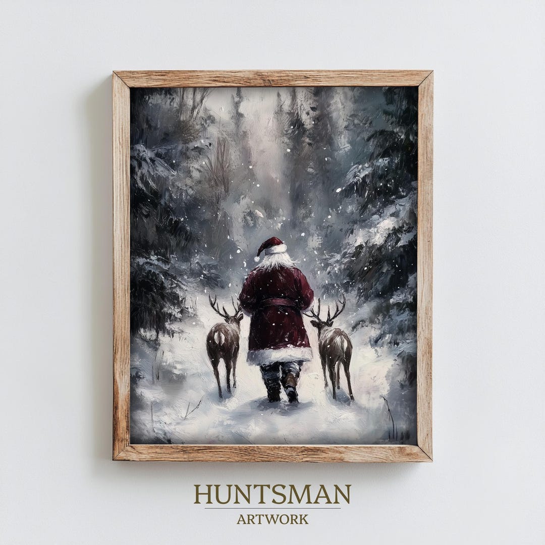 Santa Claus North Pole Rustic Christmas Art, Christmas Printable Wall ...