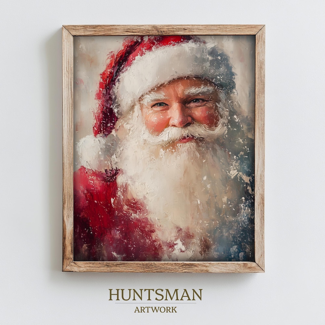 Santa Claus Christmas Printable, Santa Portrait Print, Winter Holiday ...