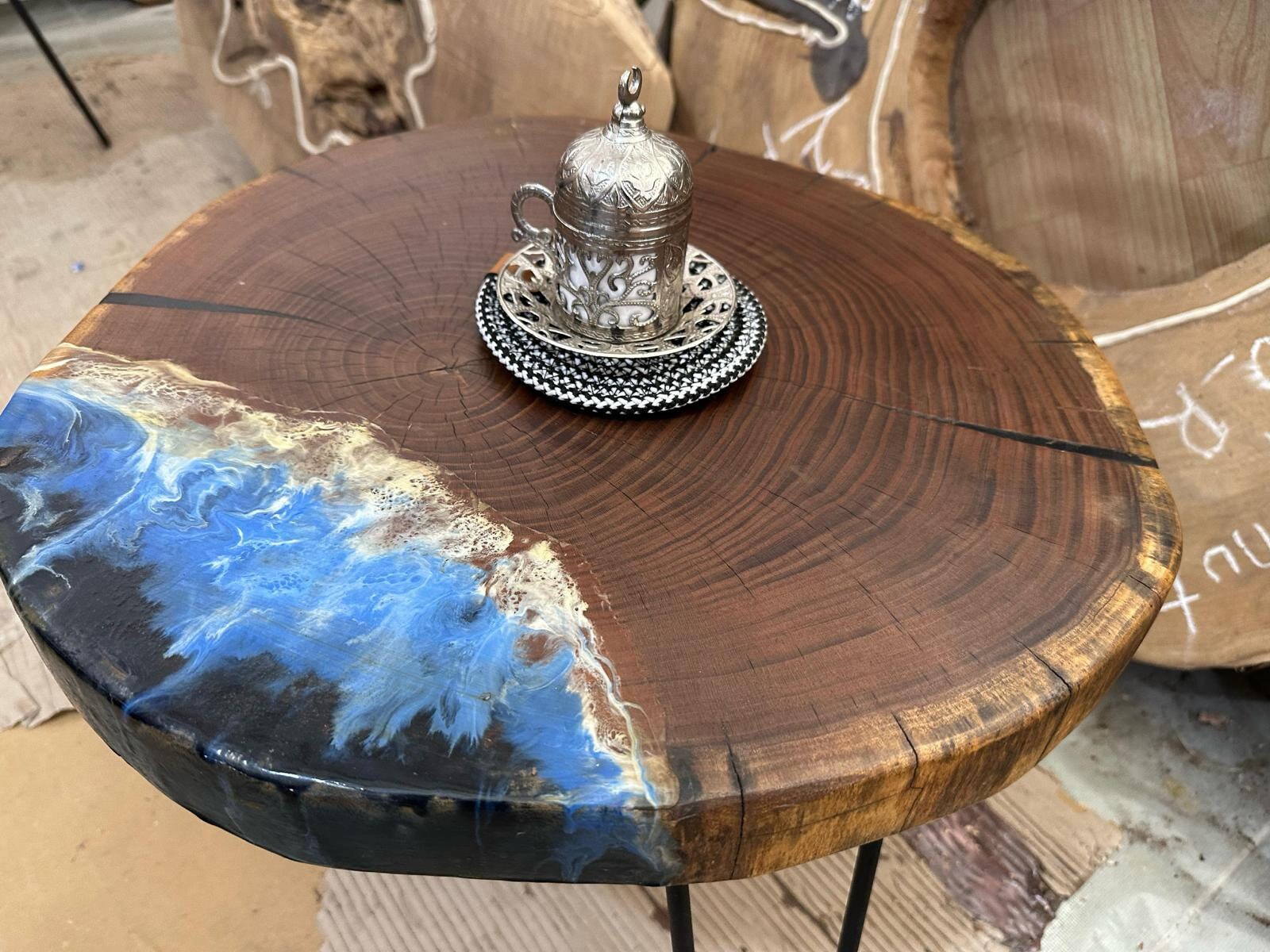 Natural Wooden Coffee Table, Coffe Table, Handmade Furniture, Rustic ...