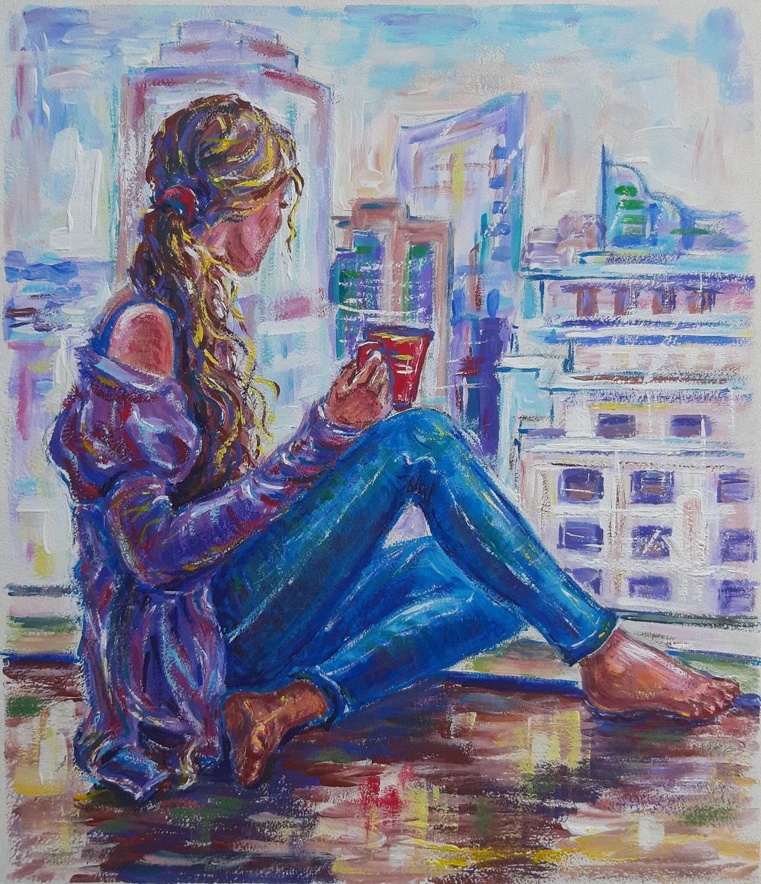 Girl at the Window Original Painting Figurative Art Woman Impressionist ...