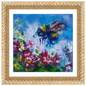 Bumblebee Painting Small Original Oil Artwork Honey Bee Wall Art - Etsy
