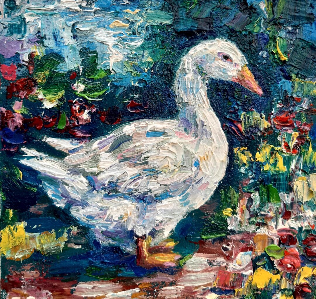 Goose Painting Original Oil Art Duck Small Artwork Farmhouse Art ...