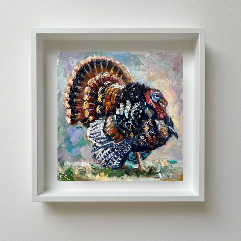Turkey Painting Bird Original Oil Art Small Artwork Impressionist ...