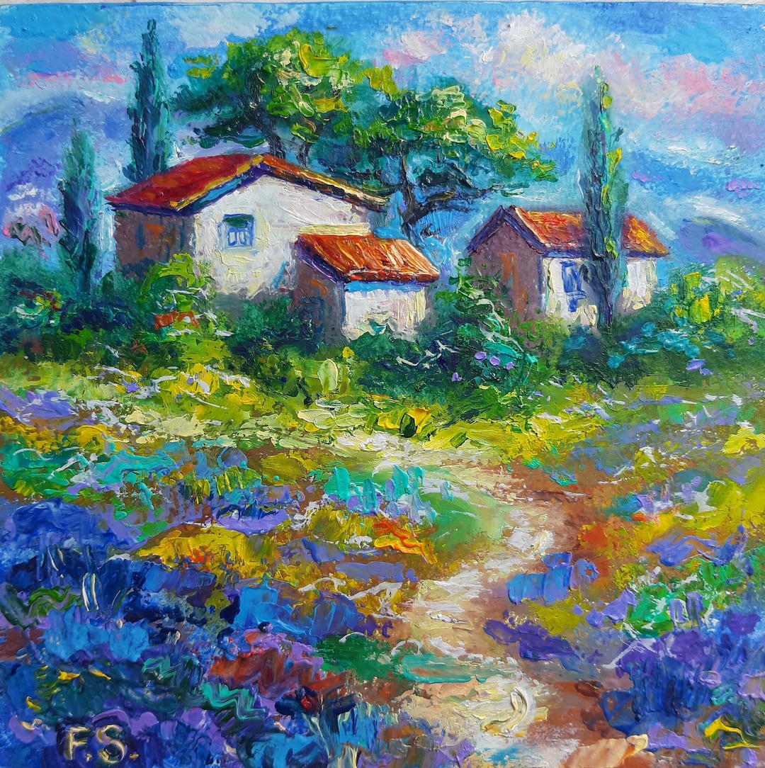 Provence Painting Lavender Fields Original Oil Art Small Artwork French ...