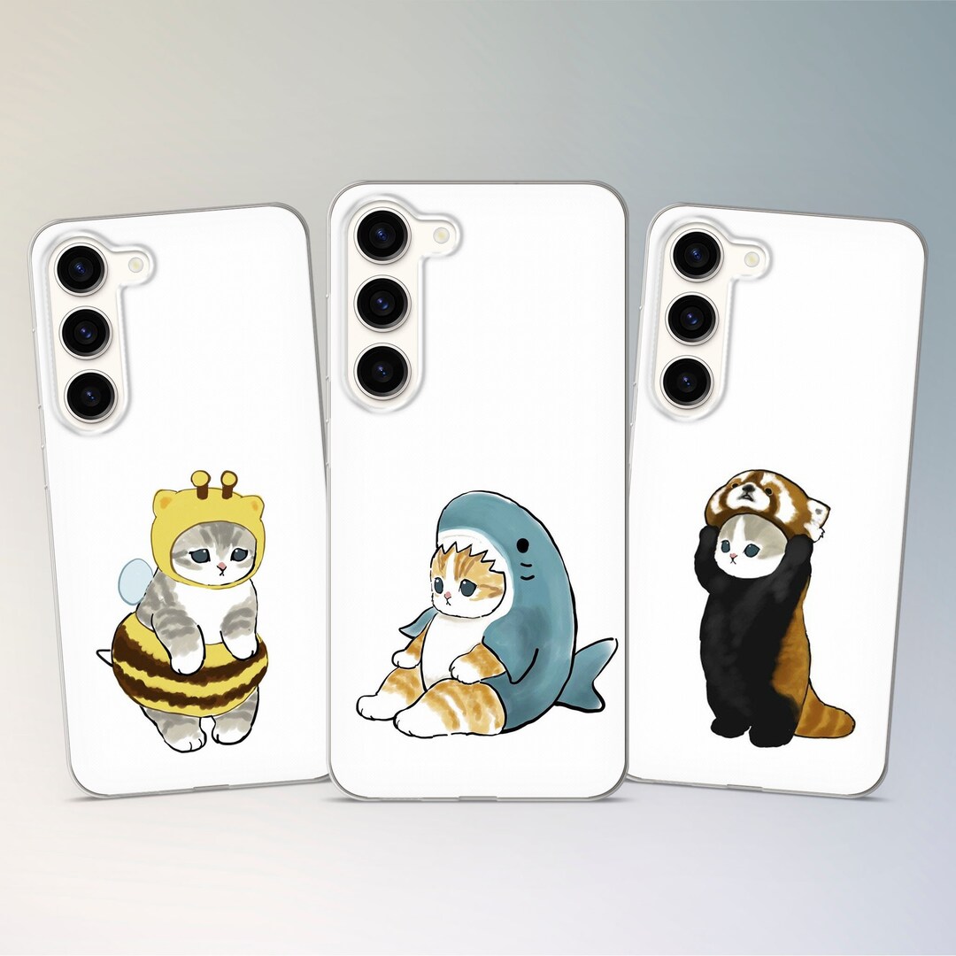 Meow Cat Cute Mascot Kitty Cartoon Phone Case Fits Samsung S24 S23 ...