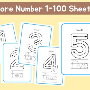 Printable Number 1-100 and Alphabet Tracing Sheets Bundle for ...