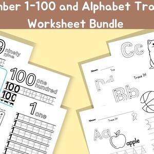 Printable Number 1-100 and Alphabet Tracing Sheets Bundle for ...