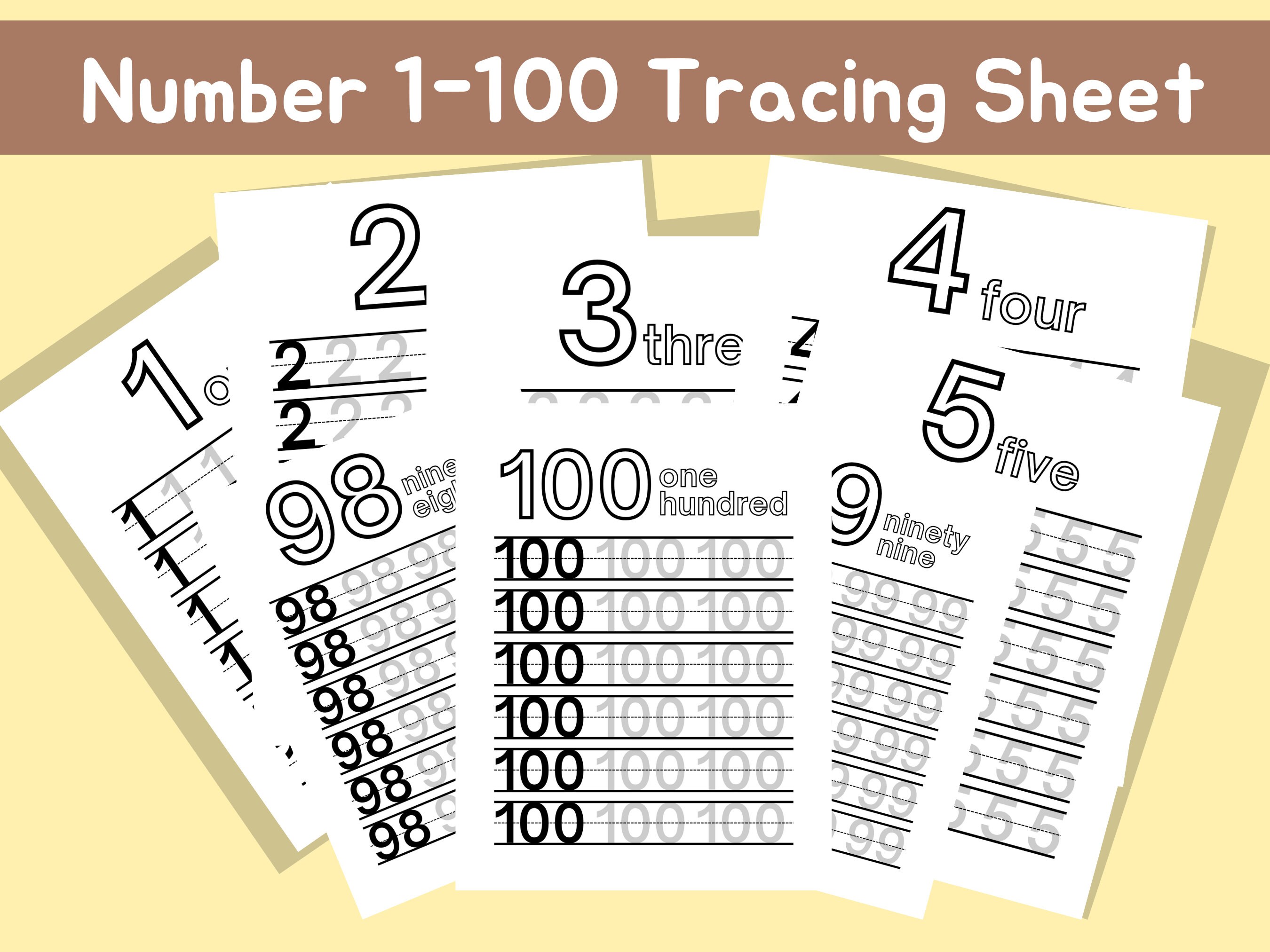 Printable Number 1-100 and Alphabet Tracing Sheets Bundle for ...
