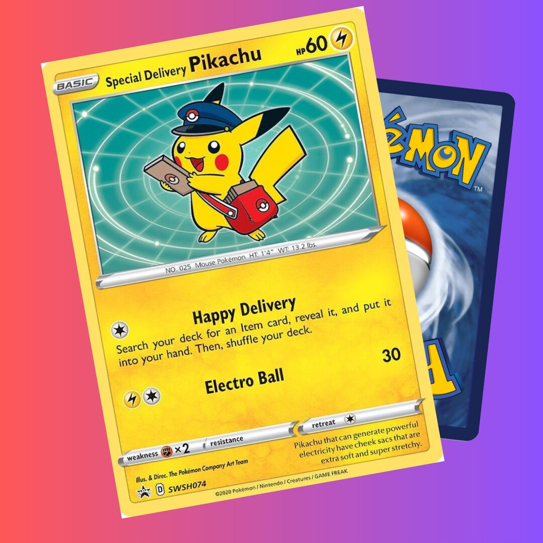 Special Delivery Pikachu Pokemon Card Hand Made Pokemon Card, Pokemon ...