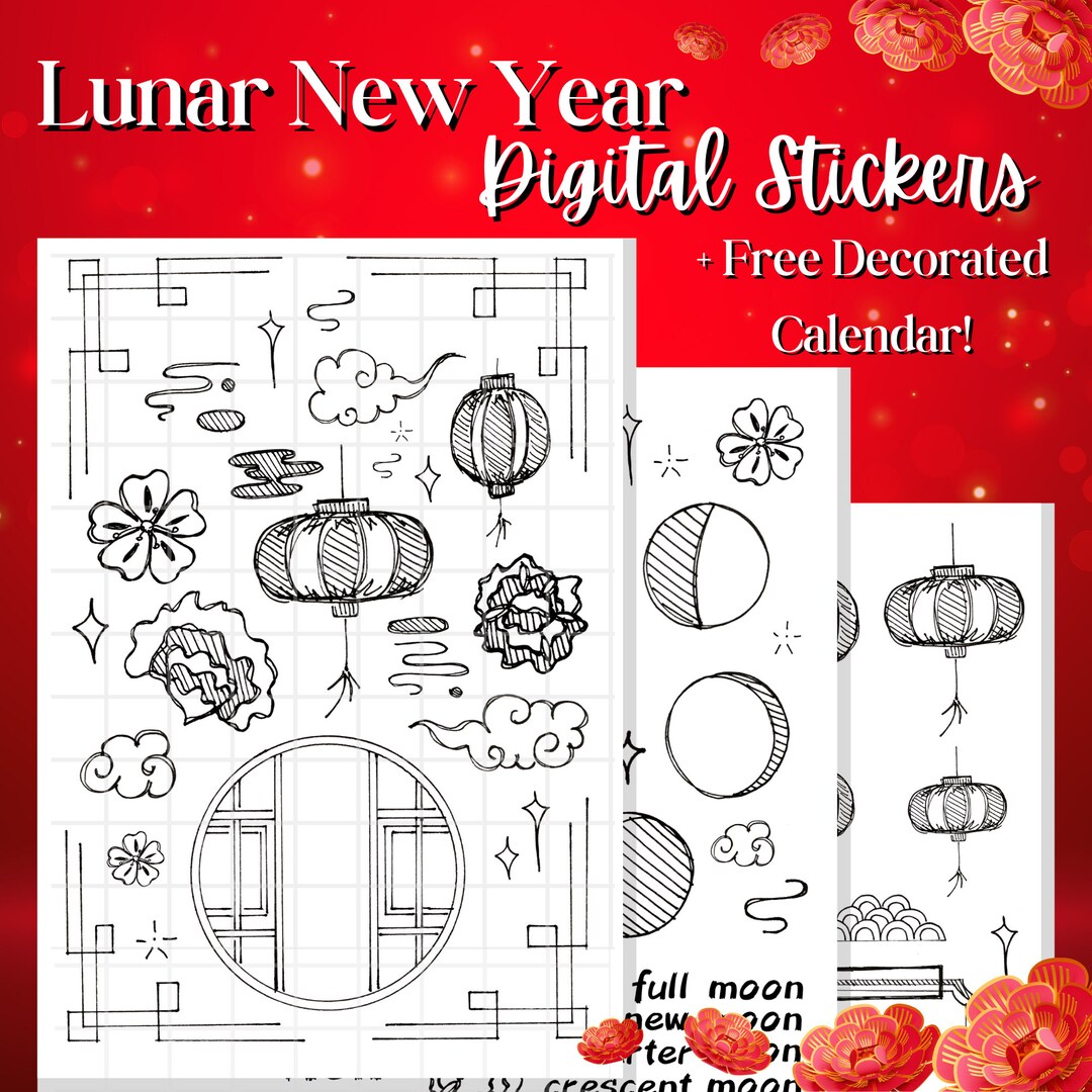 2024 Lunar New Year Digital Sticker Pack, Oriental Stickers, Sticker ...