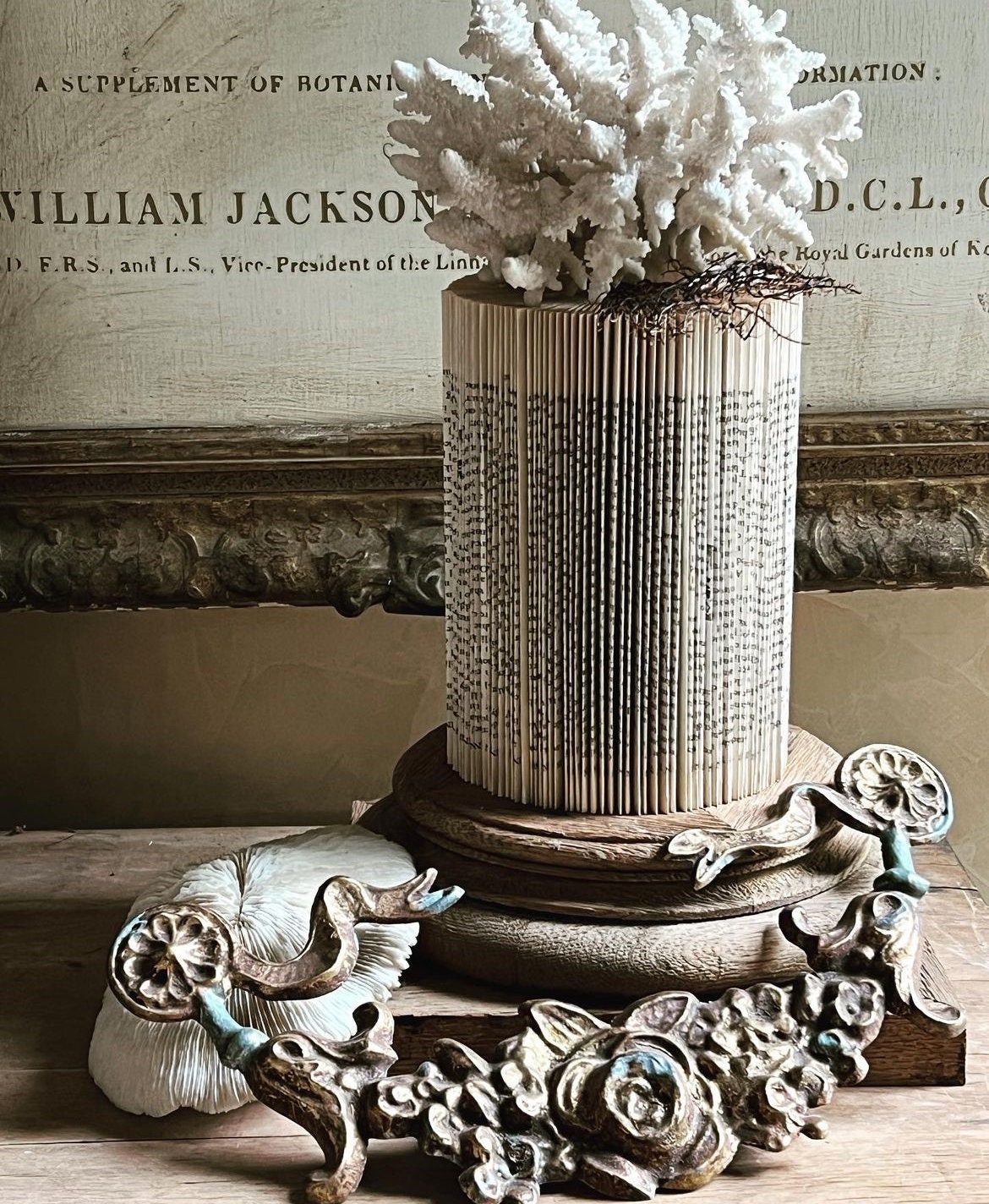 Vintage Folded Book Page Column Pedestal - Etsy