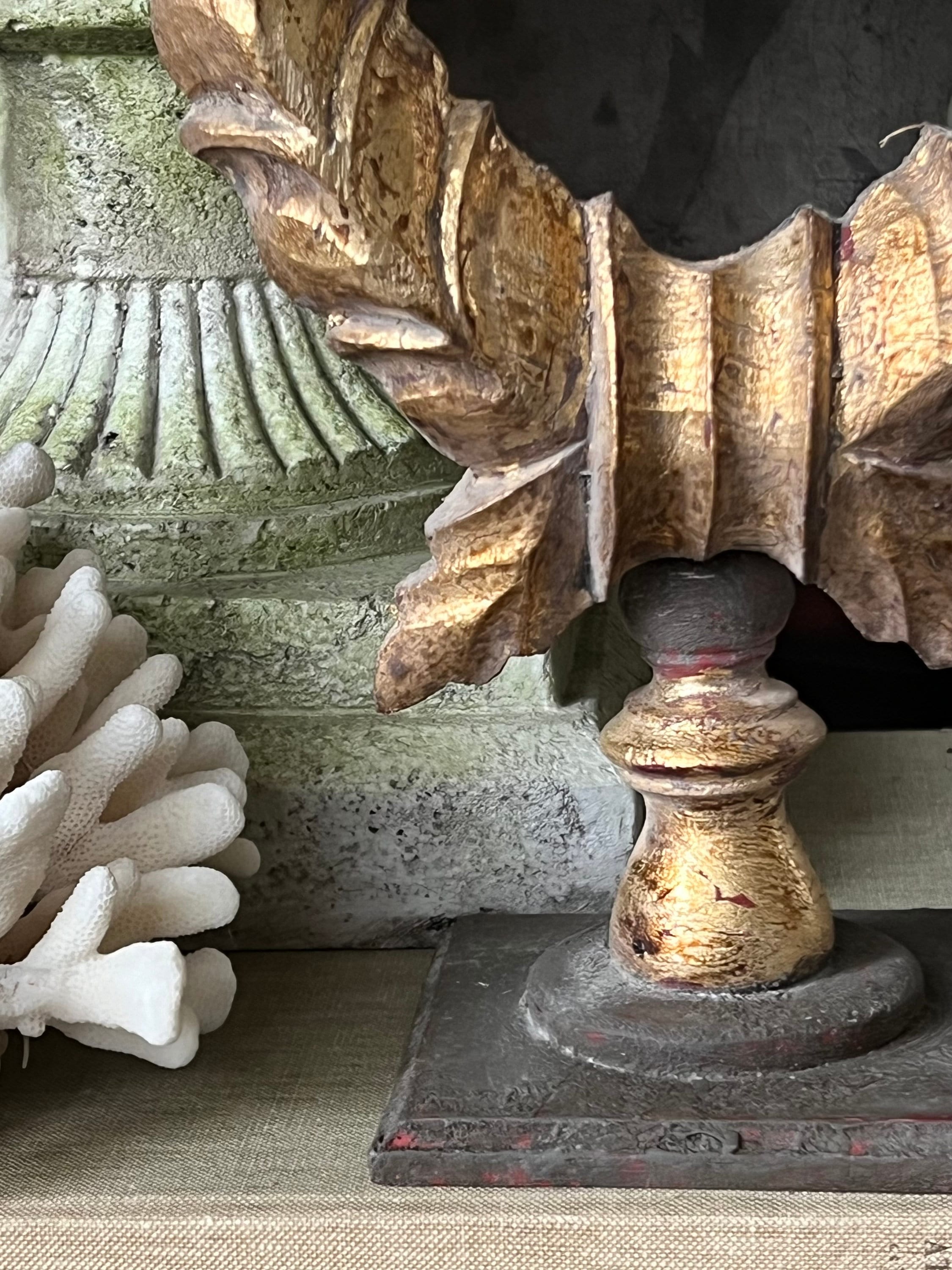 Handmade Gilded Wood Laurel Leaf Wreath on Stand Classical Roman Greek ...